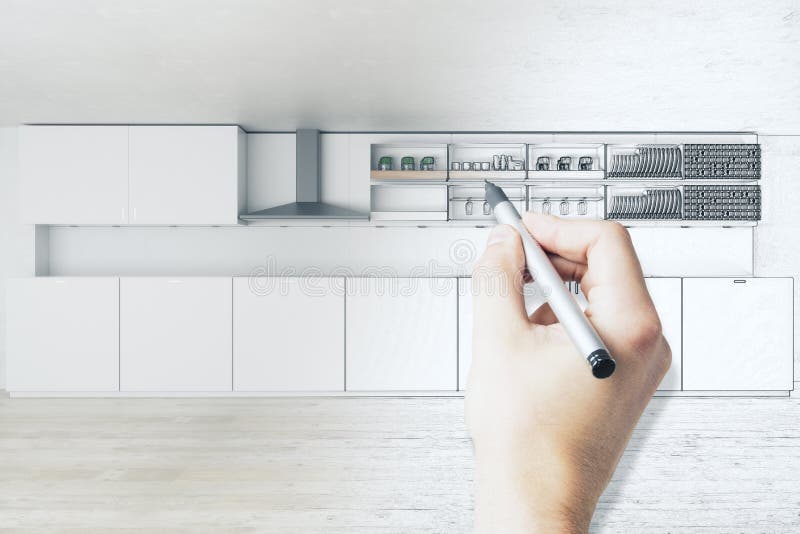 Kitchen project concept stock illustration. Illustration of counters ...