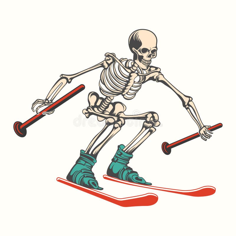 A Skeleton Skull Sking with Snow Winter Sport Vector Design. Stock ...
