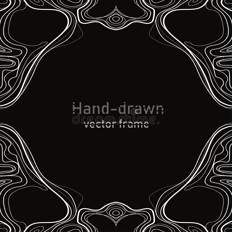 Hand Drawing Vector Frame, in an Outline Modern Style.Abstract Flowing ...