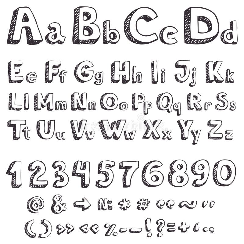 Hand Drawing Vector Letters Stock Vector - Illustration of spiral ...