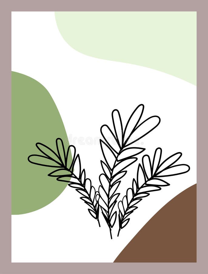 Hand Drawing One Line Stroke Plant Leaves and Flowers Stock Vector ...