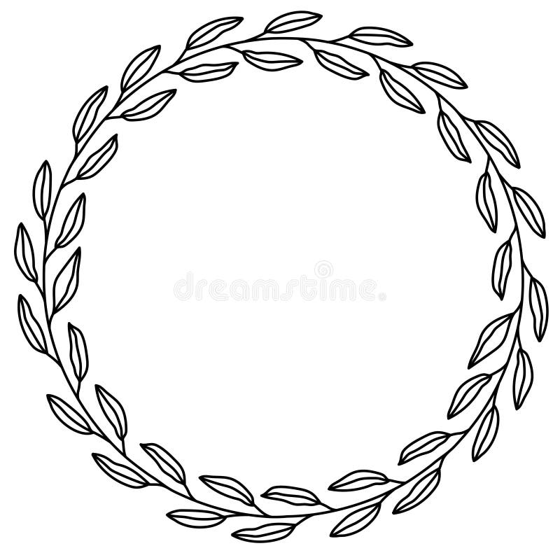 Hand Drawing Vector Round Frame. Leaf Sketh Stock Vector - Illustration ...