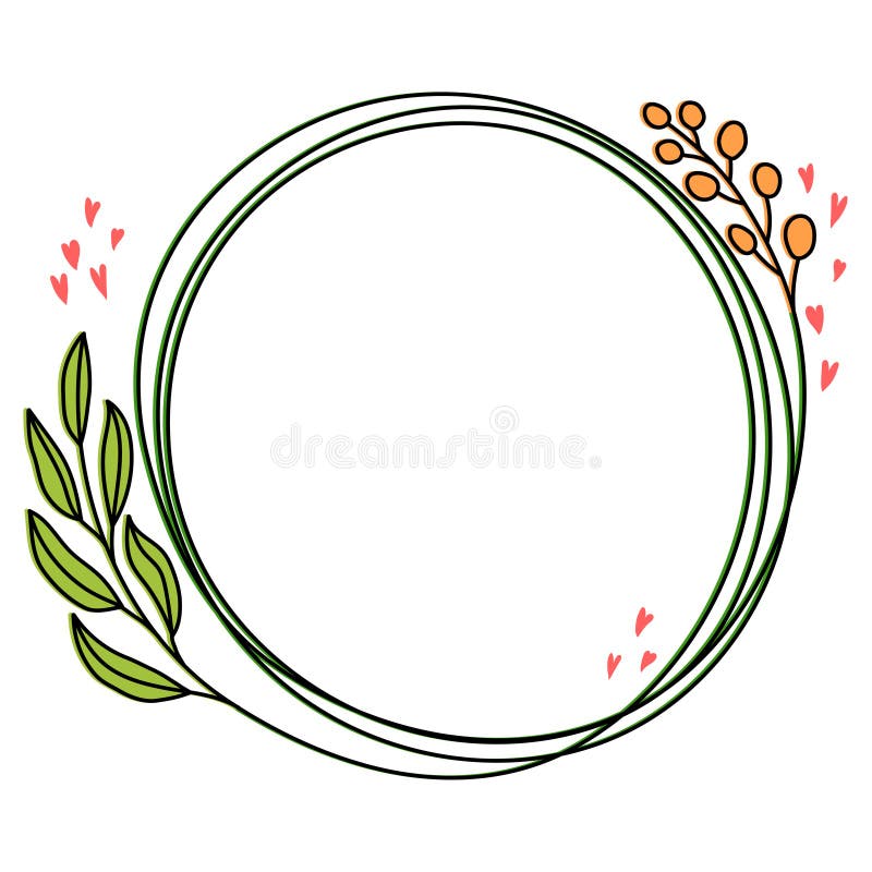Hand Drawing Vector Round Frame. Leaf Sketh Stock Vector - Illustration ...