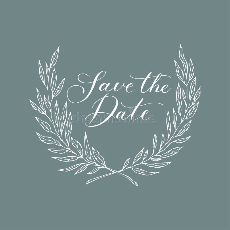 Hand Drawing Vector Save the Date Phrase. Vintage Floral Elements Stock ...