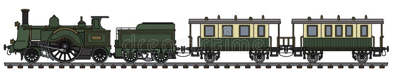 The Vintage Green Passenger Steam Train Stock Vector - Illustration of ...