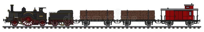 The Vintage Timber Steam Train Stock Vector - Illustration of logs ...
