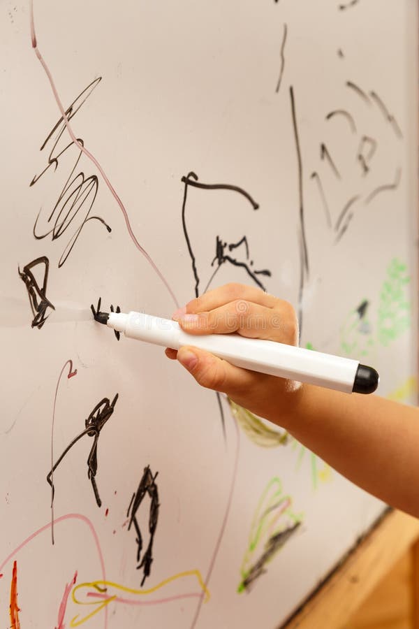 Hand Drawing on a Whiteboard Stock Photo - Image of female, frame: 65788828