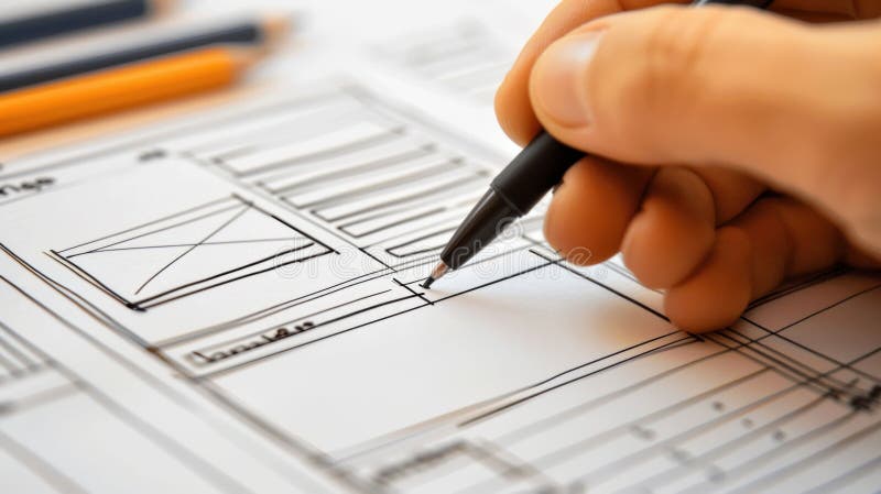 Hand Drawing Wireframe Design for Website. Generative Ai Stock ...