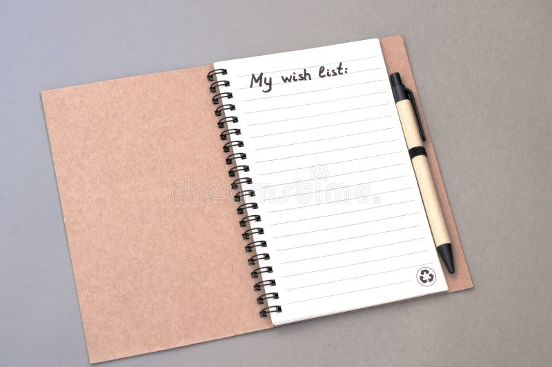 Hand Drawing Wish List on Notebook Stock Image - Image of diary ...