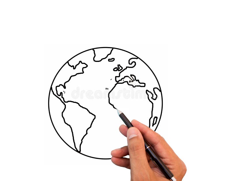 Hand drawing the world stock image. Image of globalization - 44042375
