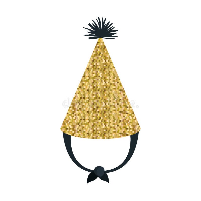 Hand Drawing Yellow Pixel Party Hat Costume Accesory Stock Vector ...