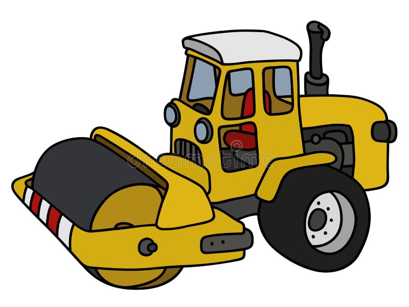 The yellow road roller stock vector. Illustration of vector - 108198720