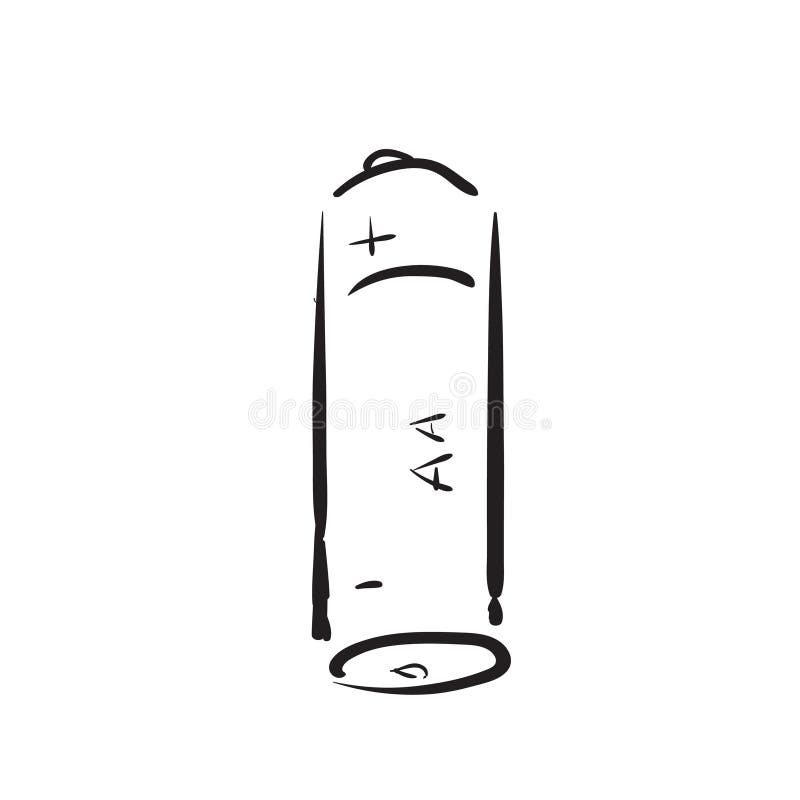 Hand Drawn AA Battery Icon. AA Battery Doodle Sketch, Scribble Design ...