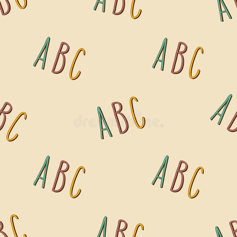 Hand Drawn Abc Seamless Pattern Background Stock Vector - Illustration ...