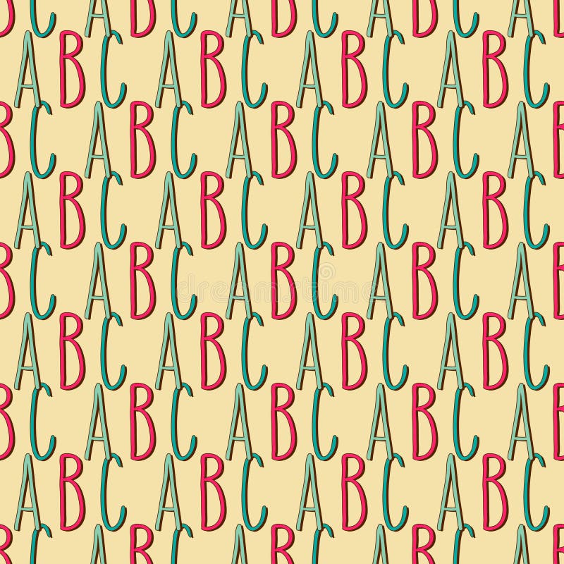 Hand Drawn Abc Seamless Pattern Background Stock Vector - Illustration ...
