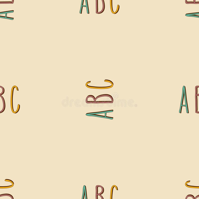Hand Drawn Abc Seamless Pattern Background Stock Vector - Illustration ...