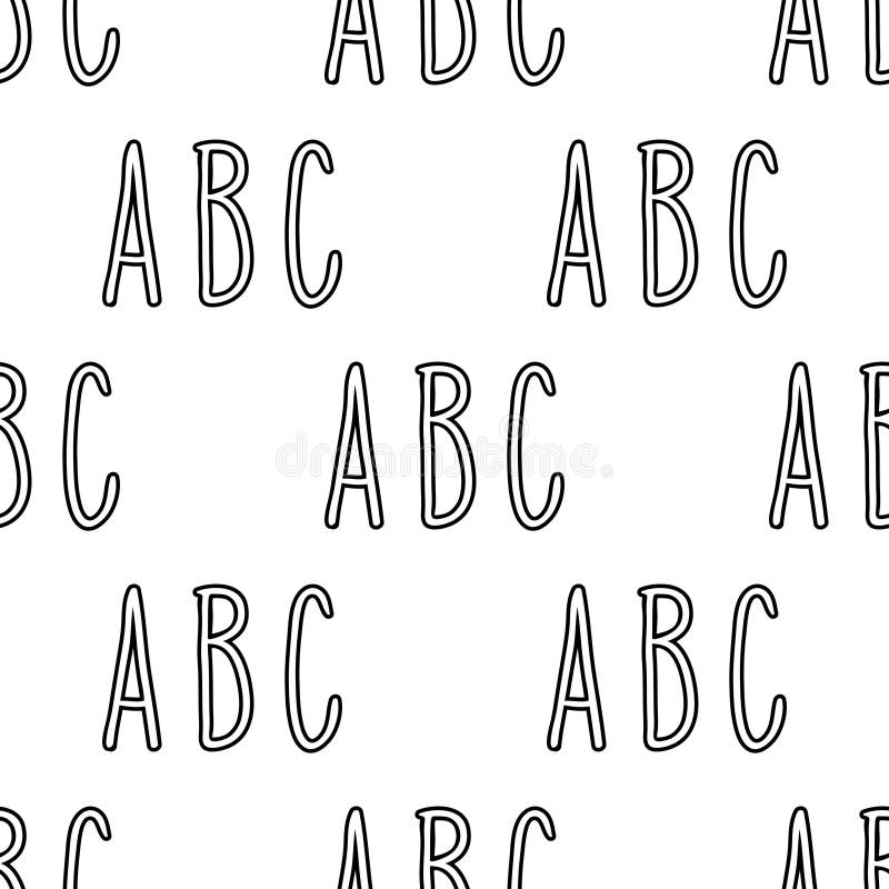 Hand Drawn Abc Seamless Pattern Background Stock Vector - Illustration ...