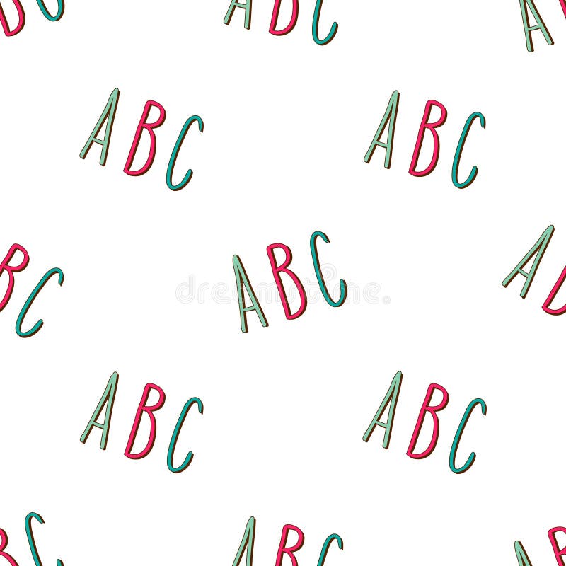 Hand Drawn Abc Seamless Pattern Background Stock Vector - Illustration ...
