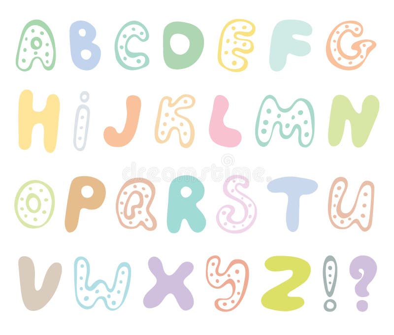 Cute Doodle Alphabet. Funny Rounds Letters. Stock Vector - Illustration ...