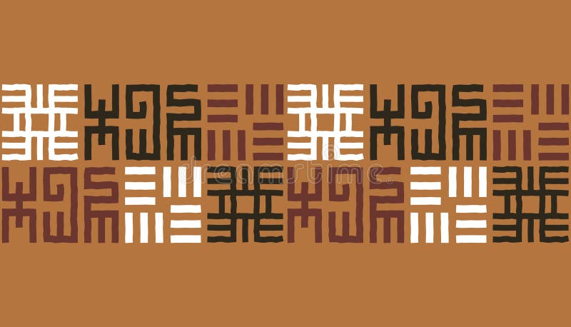 Hand Drawn Abstract Afro Geometric Seamless Border Pattern, Ethnic ...