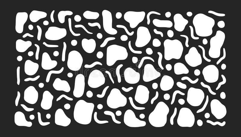 Hand Drawn Abstract Blobs with Lines Pattern, Black and White ...