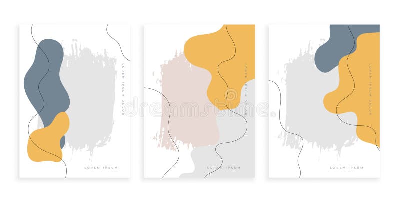 Hand Drawn Abstract Curve Shapes Pattern Poster in Set Stock Vector ...