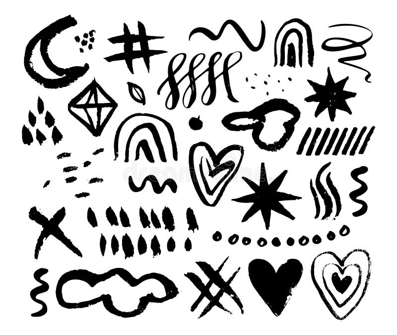 Hand Drawn Abstract Elements. Hand Sketched Design Ink Shapes is Stock ...