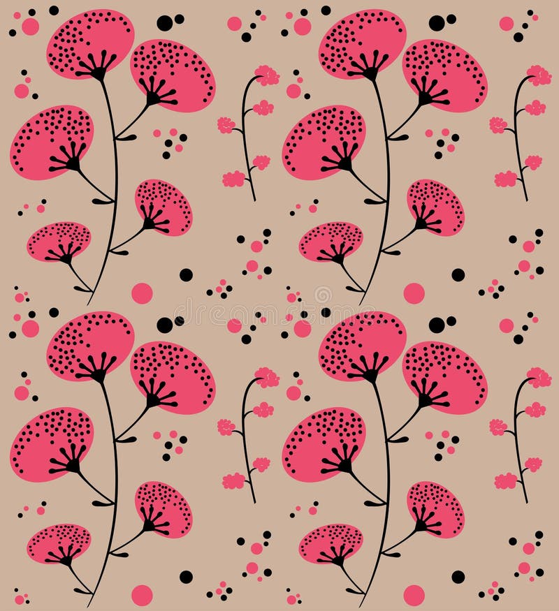 Hand Drawn Abstract Flowers Repeat Pattern Stock Vector - Illustration ...