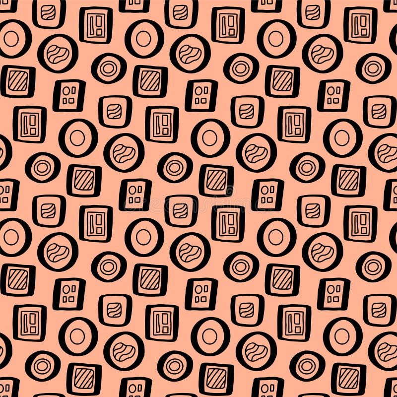 Hand Drawn Abstract Geometric Sushi Doodle Stylized Seamless Pattern ... Hand Drawn Abstract Geometric Sushi Doodle Stylized Seamless Pattern ...