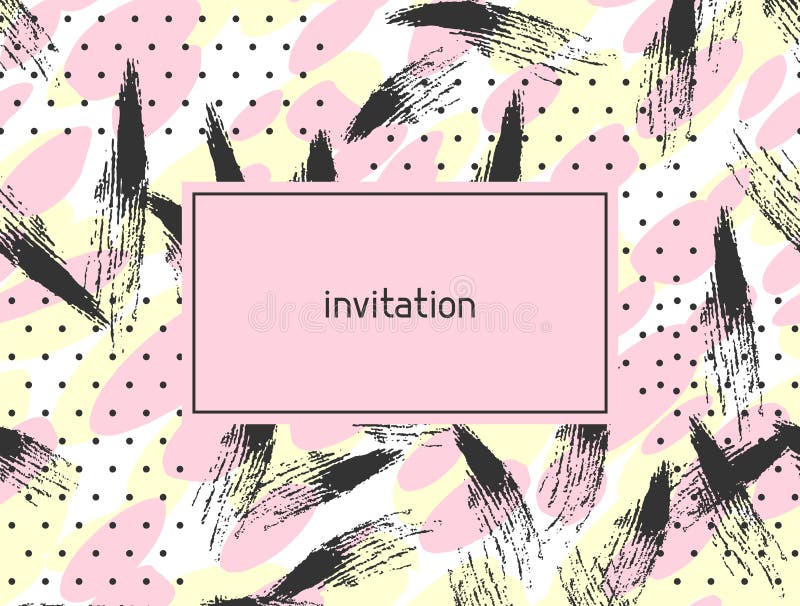 Hand Drawn Abstract Grunge Invitation Card. Background Painted with Ink ...