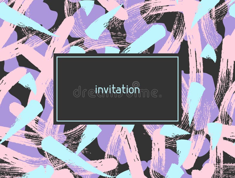 Hand Drawn Abstract Grunge Invitation Card. Background Painted with Ink ...