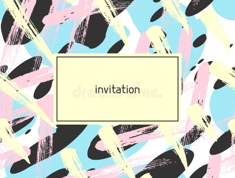 Hand Drawn Abstract Grunge Invitation Card. Background Painted with Ink ...