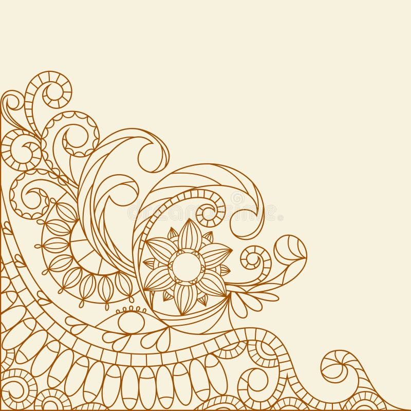 Hand-Drawn Abstract Henna Mehndi Stock Vector - Illustration of flowers ...