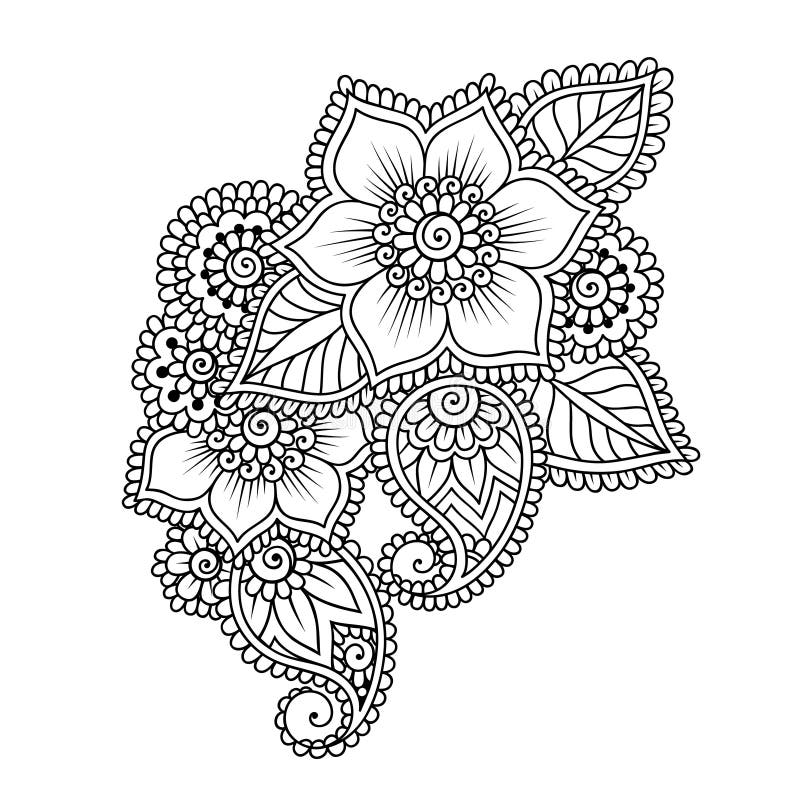 Hand-Drawn Abstract Henna Mehndi Flower Ornament Stock Vector ...
