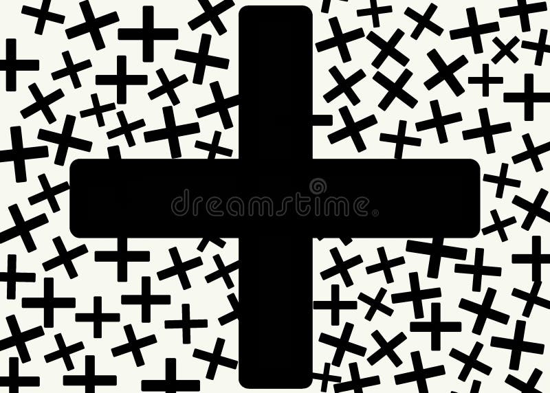 Hand Drawn, Abstract Monochrome Background Created with Plus Sign Stock ...