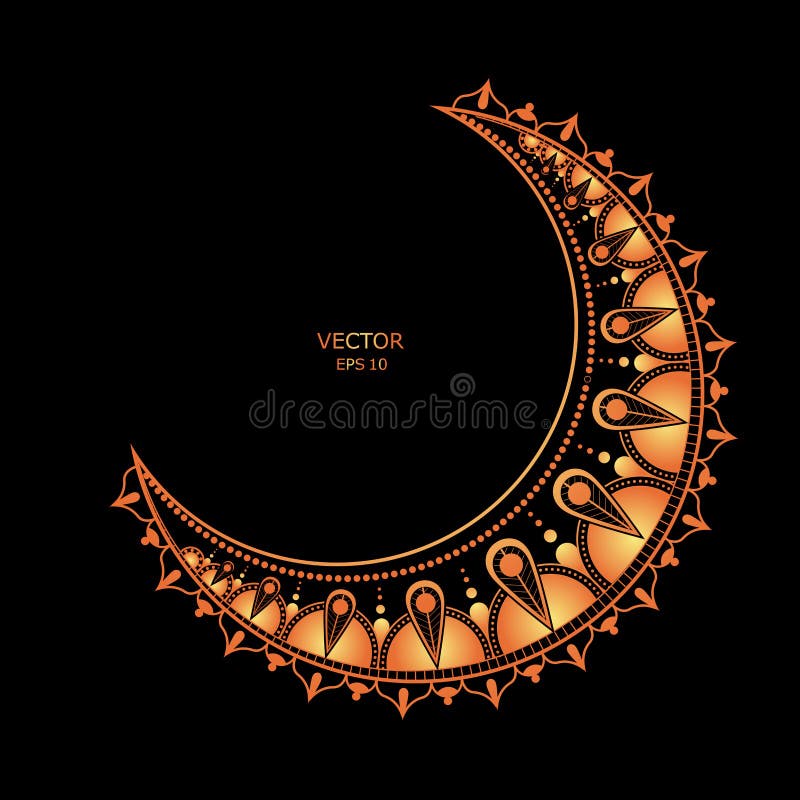 Hand Drawn Abstract Moon with Doodle and Paisley. Floral Pattern ...