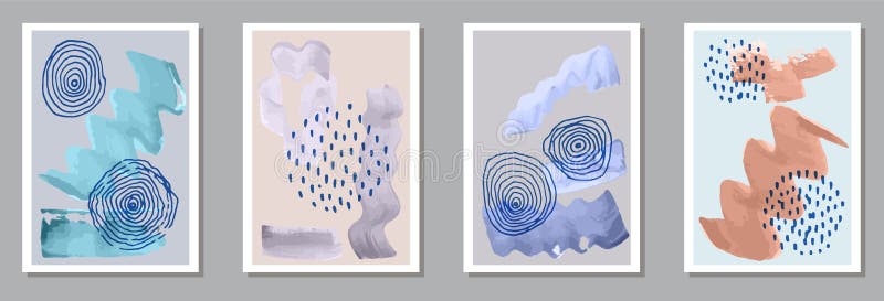 Hand Drawn Abstract Posters Vector Set. Stock Vector - Illustration of ...