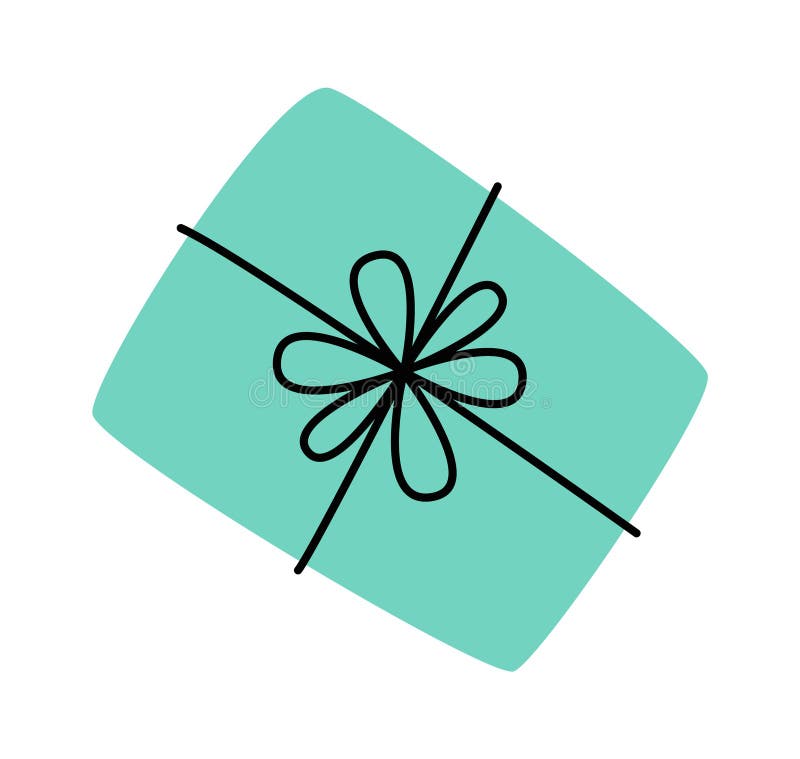 Hand Drawn Abstract Present Box Flat Illustration Birthday Design ...
