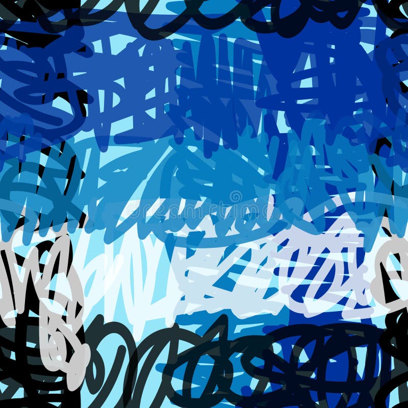 Hand Drawn Abstract Scribble Lines Seamless Pattern. Wavy Brush Stroke Endless Wallpaper Stock ...