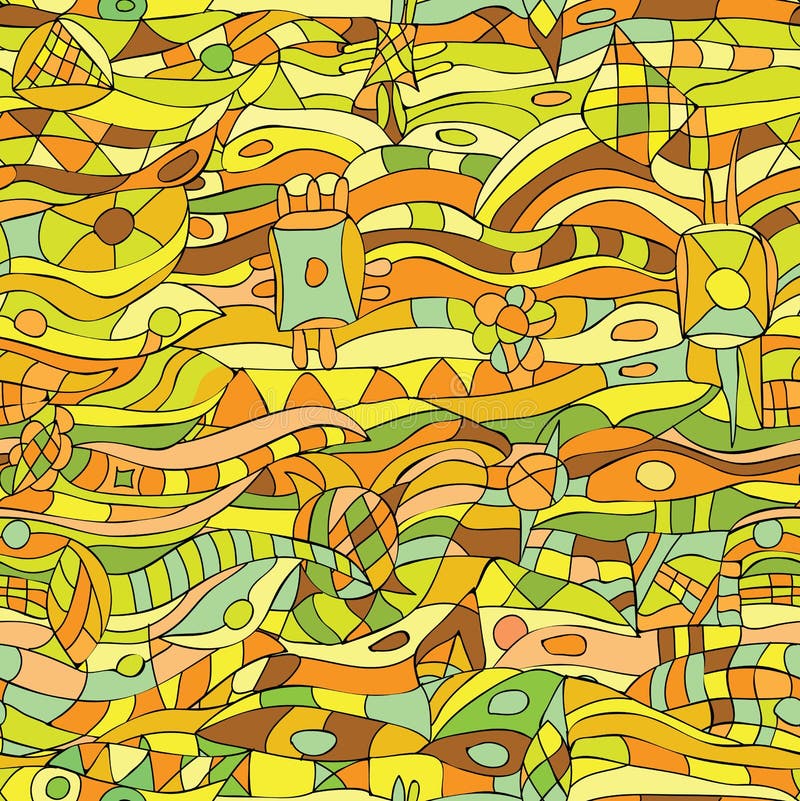 Hand-Drawn Abstract Seamless Pattern Stock Vector - Illustration of ...