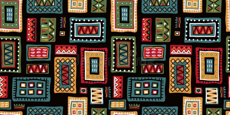 Hand Drawn Abstract Seamless Pattern, Ethnic Background, African Style ...