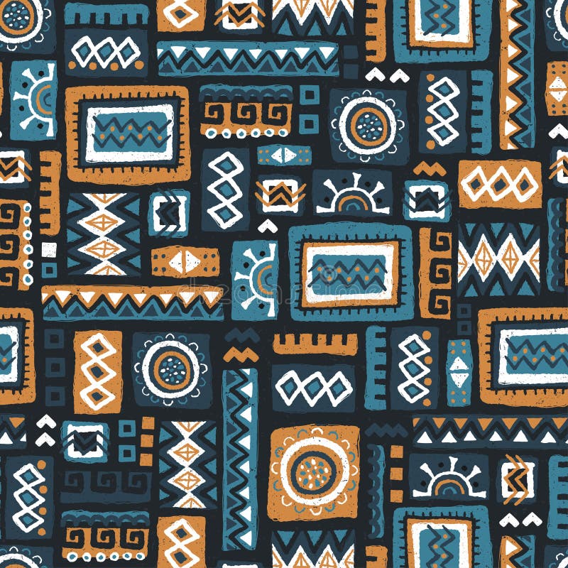 Hand Drawn Abstract Seamless Pattern, Ethnic Background, African Style ...