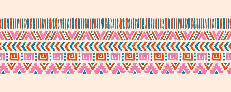 Hand Drawn Abstract Seamless Pattern, Ethnic Background, Aztec Style ...