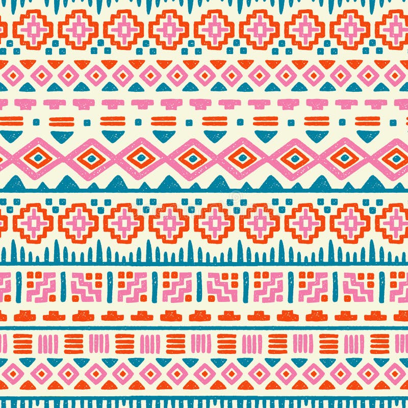 Hand Drawn Abstract Seamless Pattern, Ethnic Background, Aztec Style ...