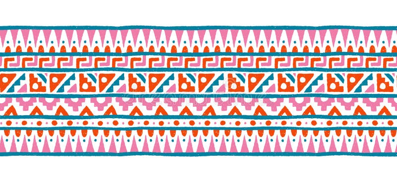 Hand Drawn Abstract Seamless Pattern, Ethnic Background, Aztec Style ...