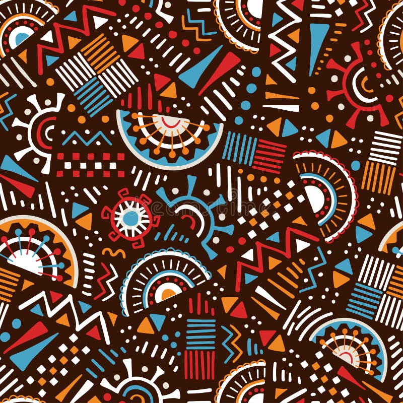 Hand Drawn Abstract Seamless Pattern, Ethnic Background, Simple Style ...