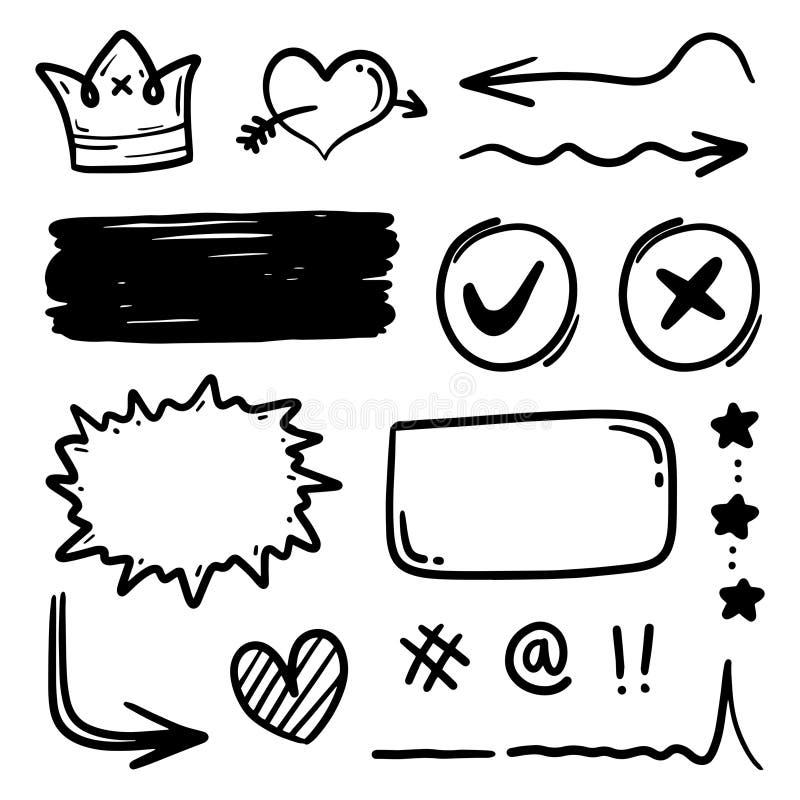 Hand Drawn Abstract Thin Line Doodle Set in Vector Stock Vector ...