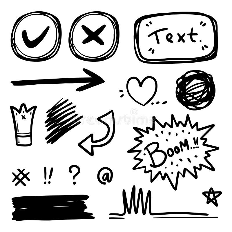 Hand Drawn Abstract Thin Line Doodle Set in Vector Stock Vector ...