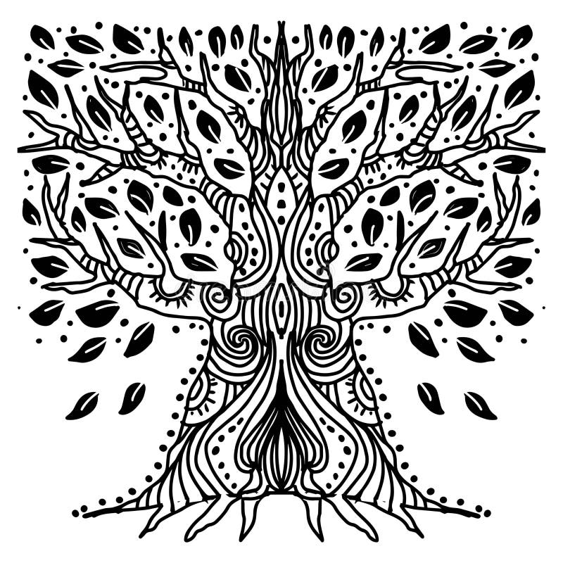 Hand Drawn Abstract Tree. Doodle Vector Illustration Stock Vector ...