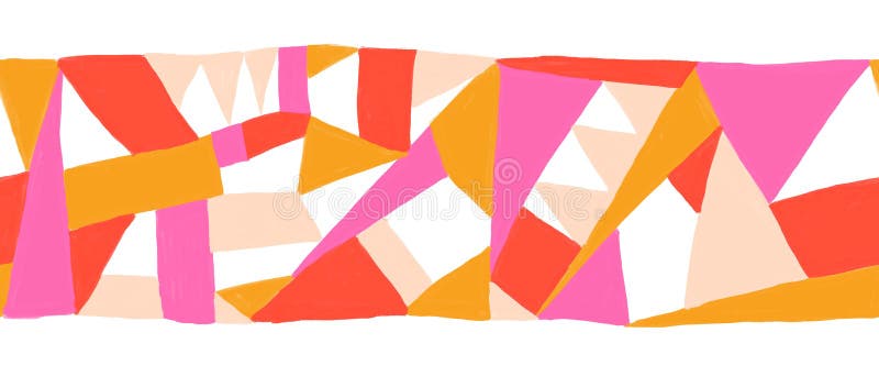Hand Drawn Abstract Trendy Border Print. Colorful Creative Collage ...